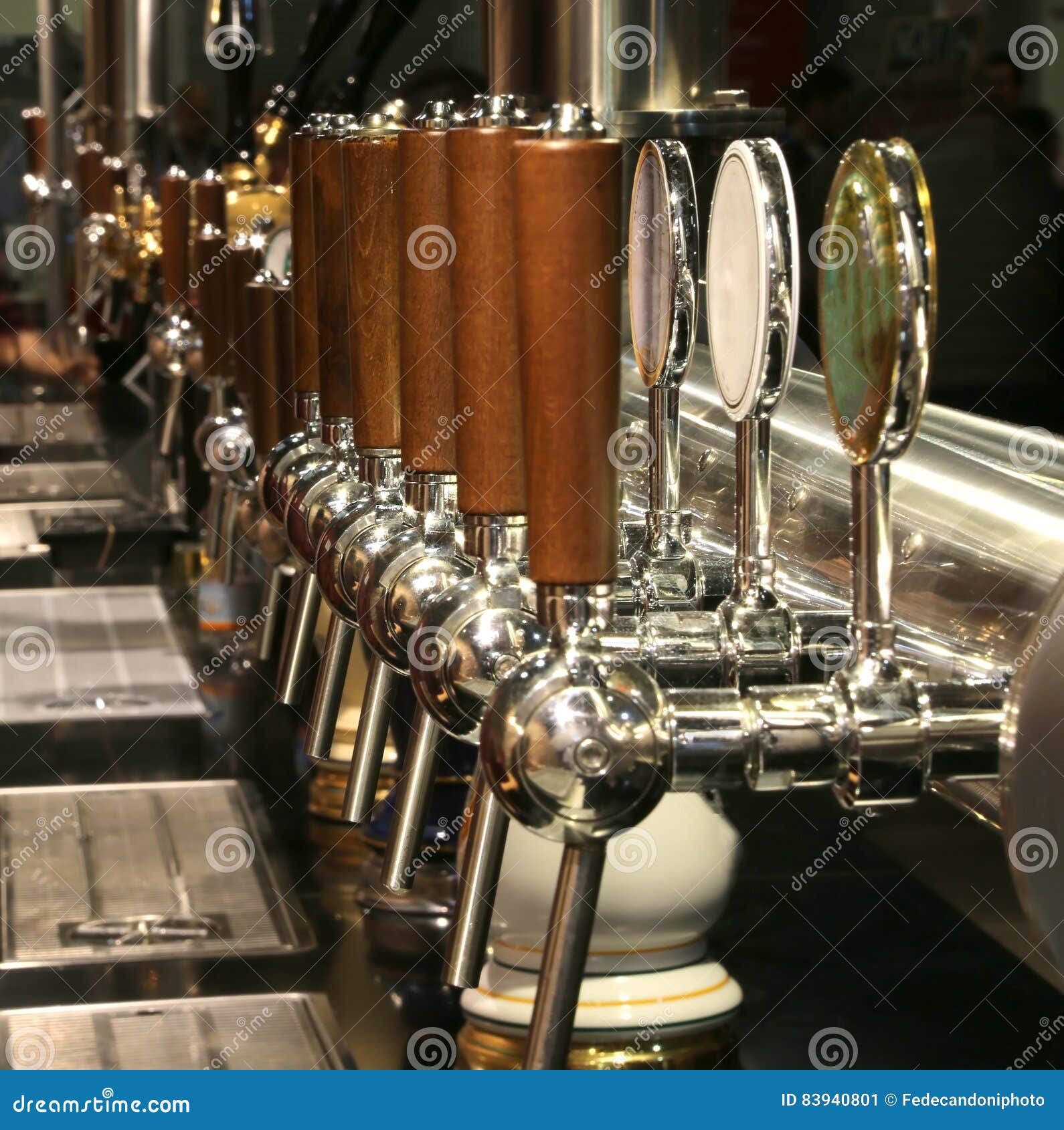 Draft Beer with Many Taps in the Bar Stock Image - Image of faucet ...