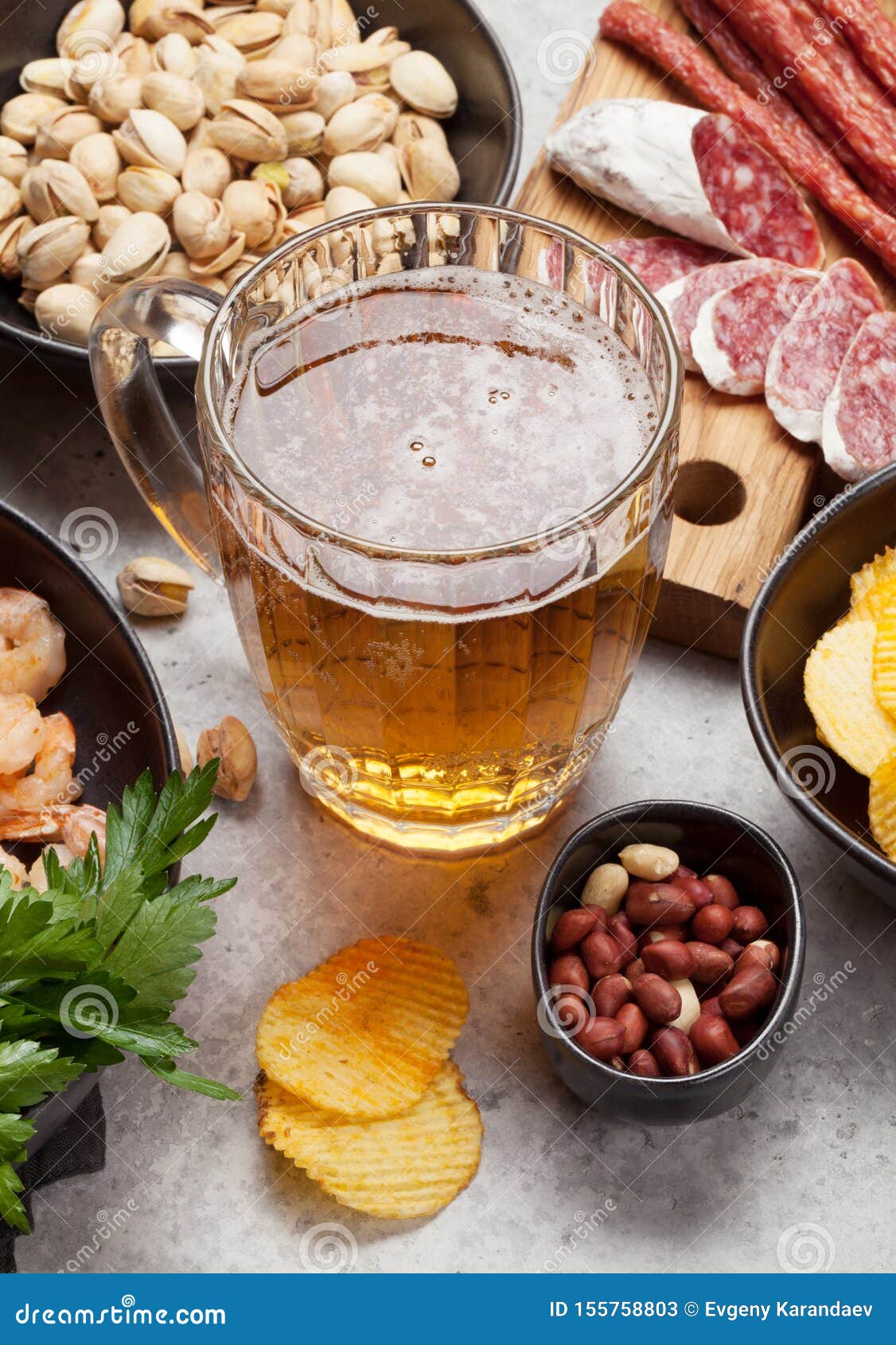 Draft beer and snacks stock image. Image of german, lager - 155758803