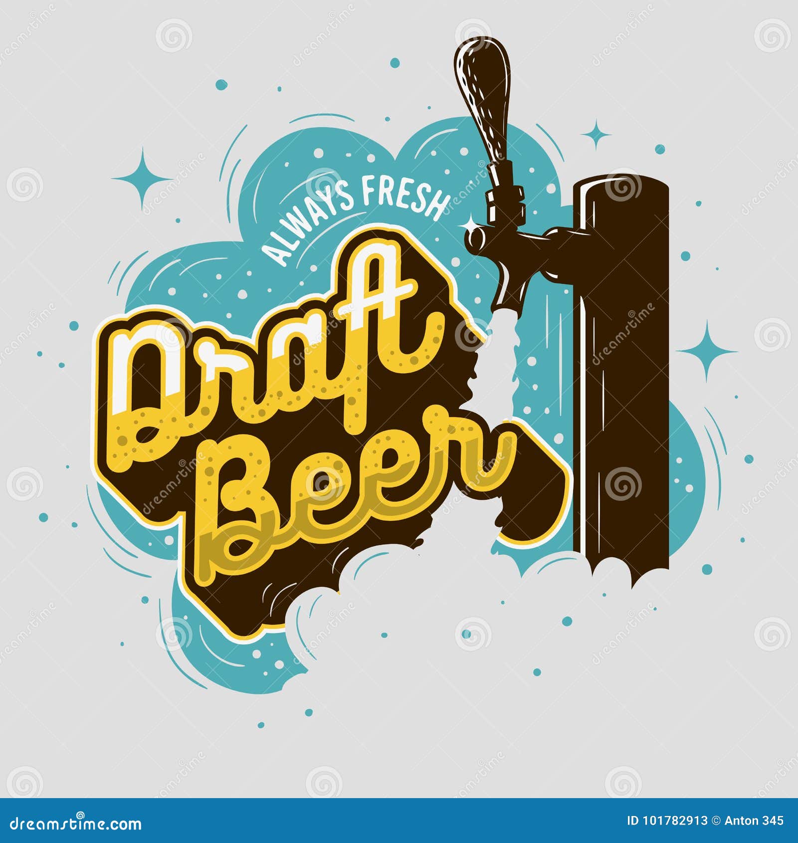 Draft Beer Tap with Foam Poster Design for Promotion. Stock Vector ...