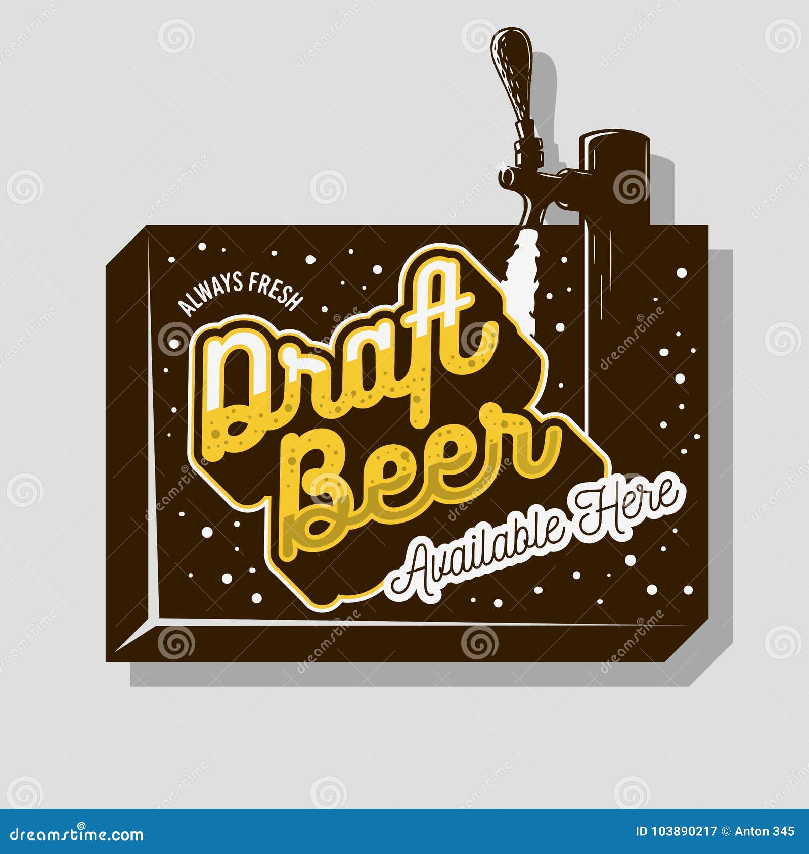 Draft Beer Tap Sign Design for Promotion. Vector Graphic. Stock Vector ...