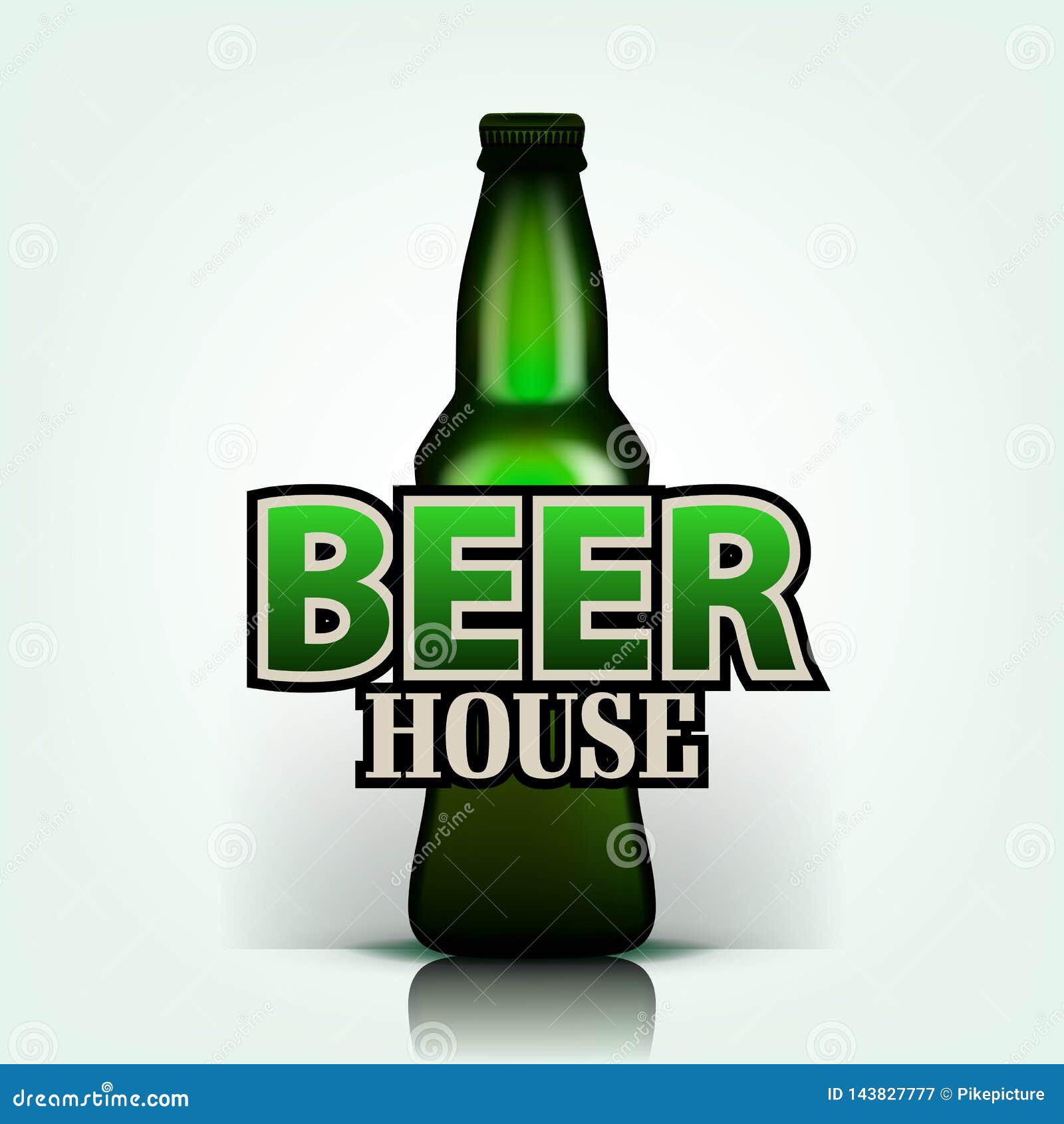Draft Beer Vector. Draft Beer House Flyer Design Element. Green Bottle ...