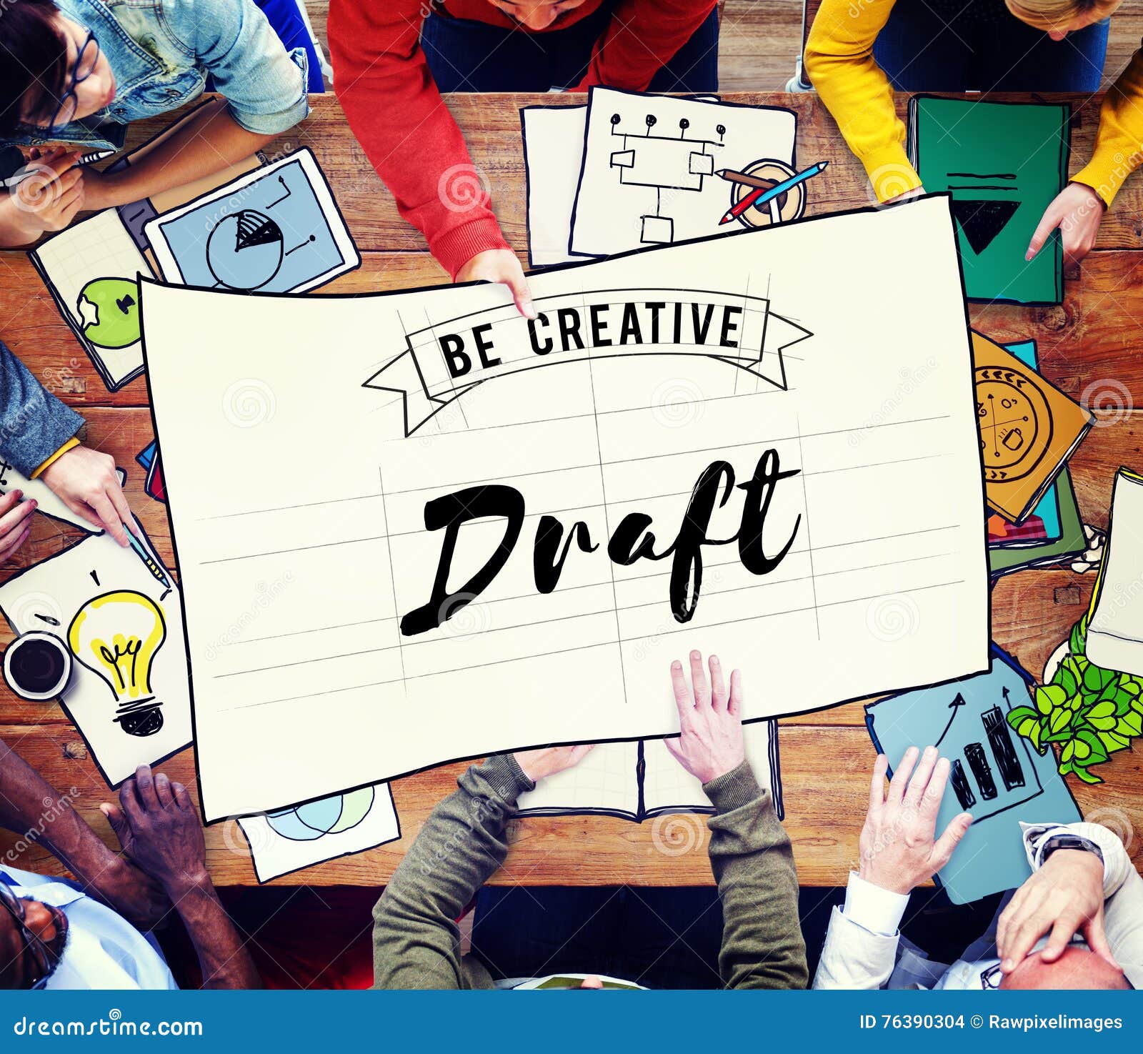 Draft Blueprint Creative Design Drawing Interior Concept Stock Photo ...