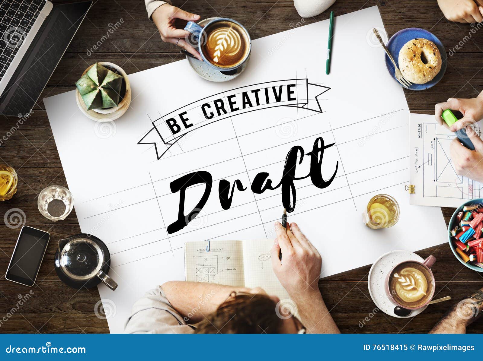 Draft Blueprint Creative Design Drawing Interior Concept Stock Image ...