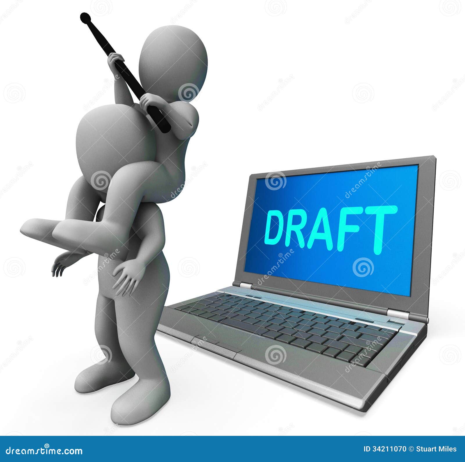 Draft Characters Laptop Show Outline Email or Letter Online Stock ...