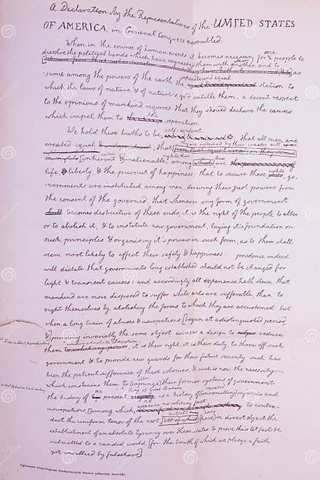 Draft of the Declaration of Independence with Handwritten Edits Stock ...