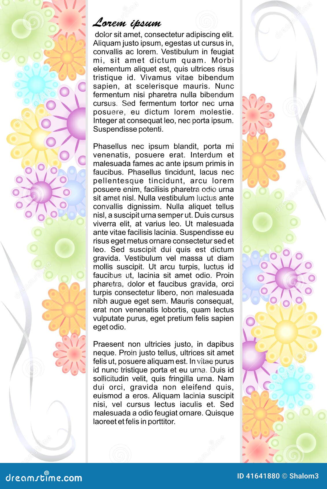 Draft Leaflet with Colorful Pastel Flowers Stock Vector - Illustration ...