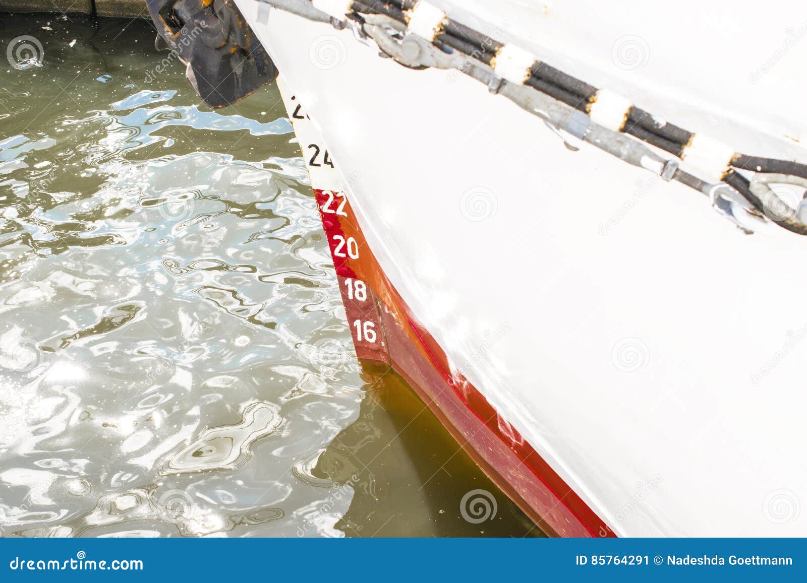 Draft Marks on a Ship`s Bow, Waterline Stock Image - Image of draft ...
