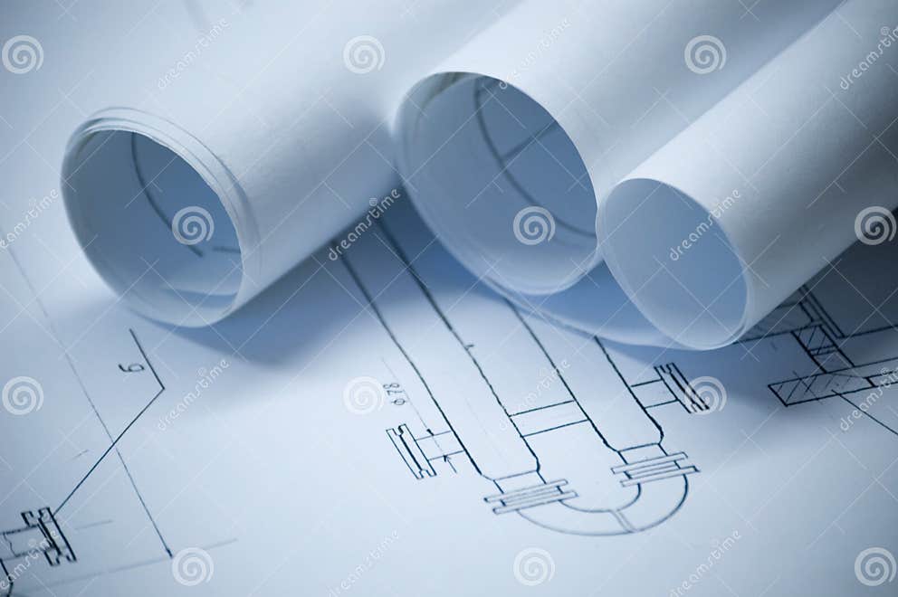 Draft paper rolls stock photo. Image of blueprints, designer - 1832668