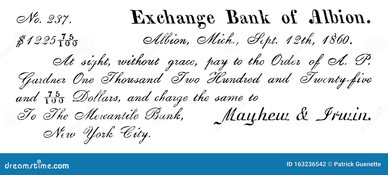 Draft Payable To Order Vintage Illustration Stock Vector - Illustration ...