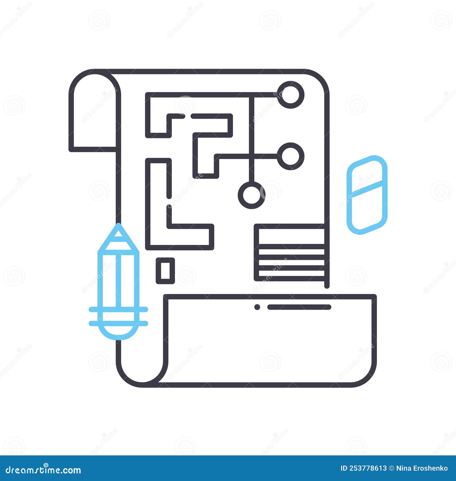 Draft Project Line Icon, Outline Symbol, Vector Illustration, Concept ...