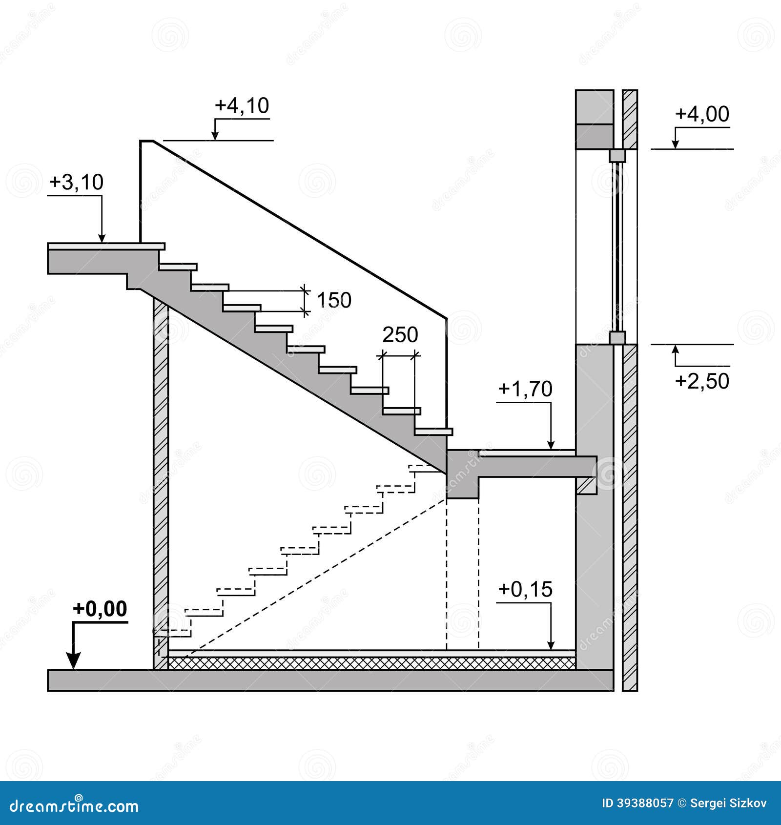 Draft Project Stairs on White Background. Vector Stock Vector ...