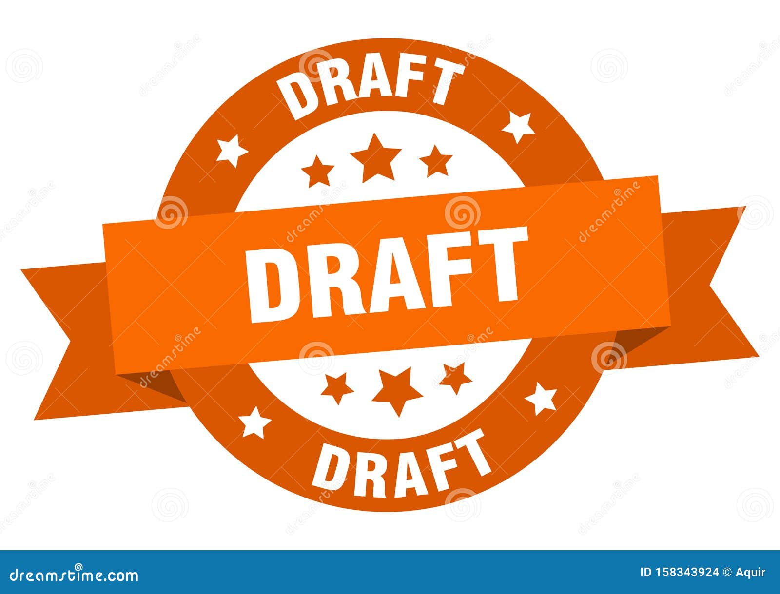 Draft ribbon sign stock vector. Illustration of note - 158343924