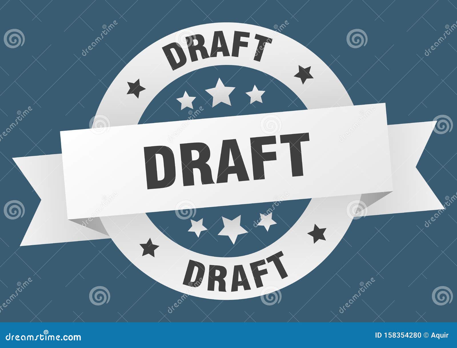 Draft ribbon sign stock vector. Illustration of circle - 158354280