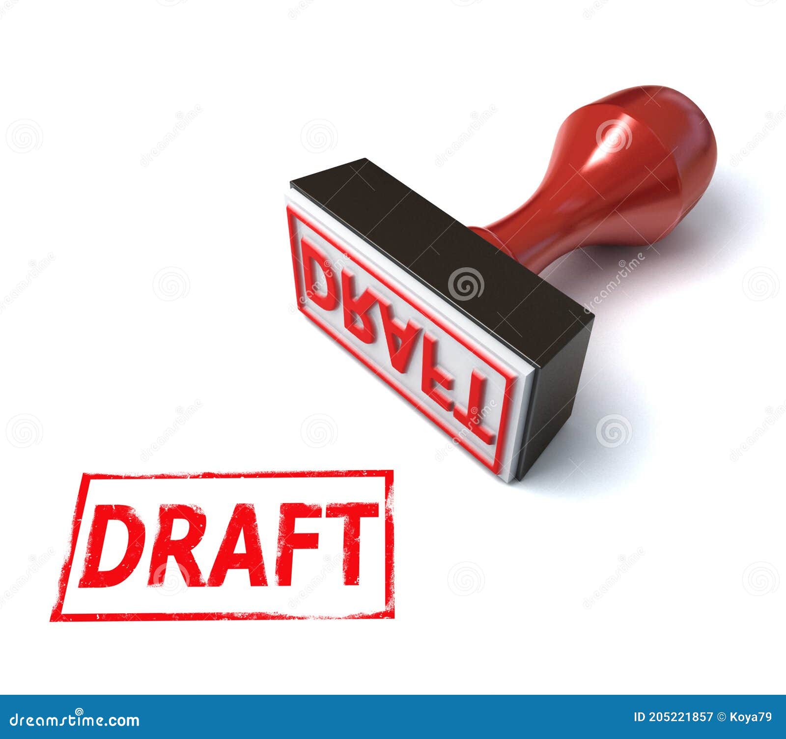 Draft Rubber Stamp 3d Rendering Stock Illustration - Illustration of ...
