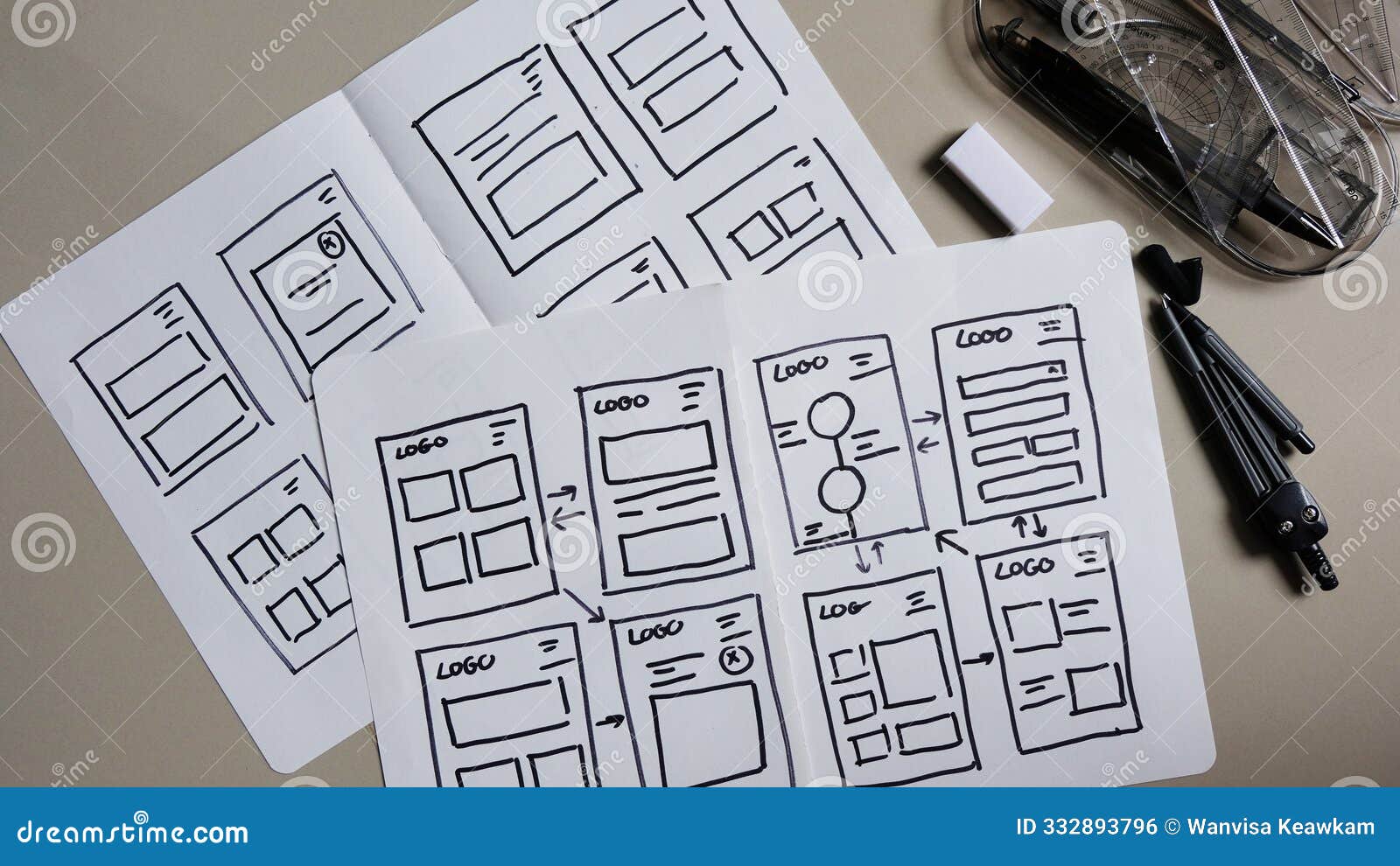 Draft Sketch Drawing Template Layout Framework Wireframe. User ...