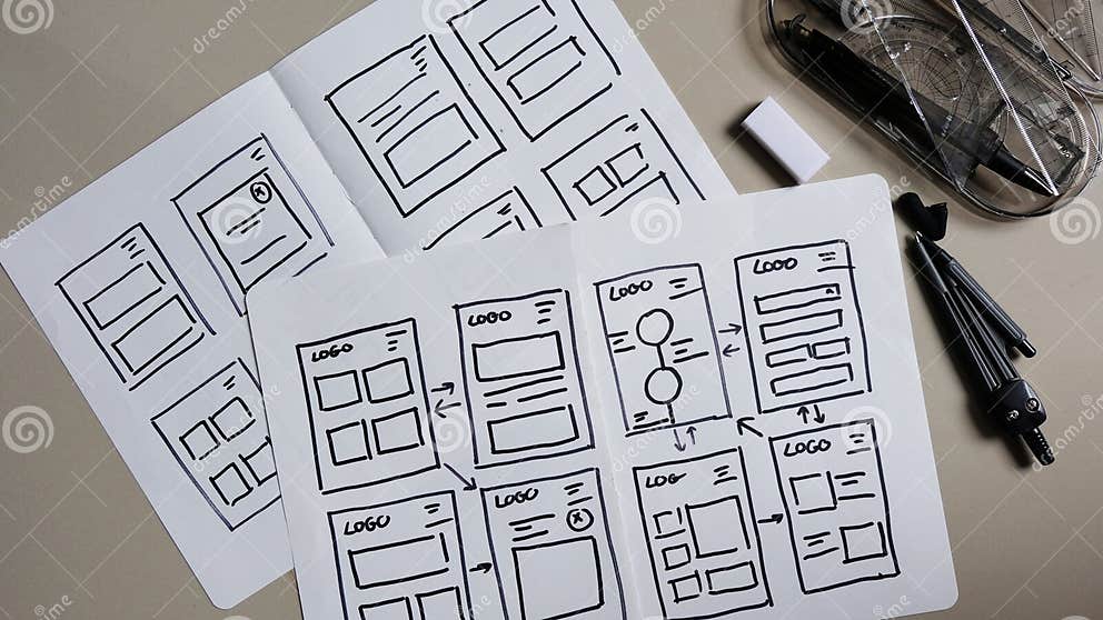 Draft Sketch Drawing Template Layout Framework Wireframe. User ...