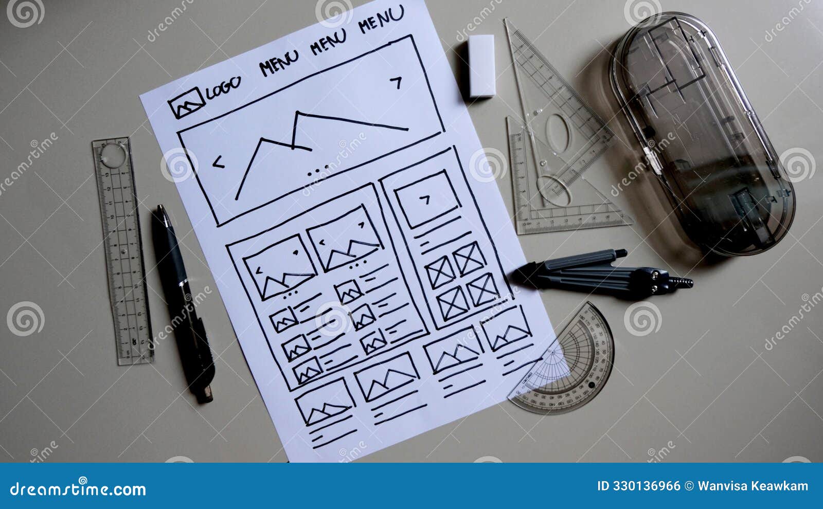 Draft Sketch Drawing Template Layout Framework Wireframe. User ...