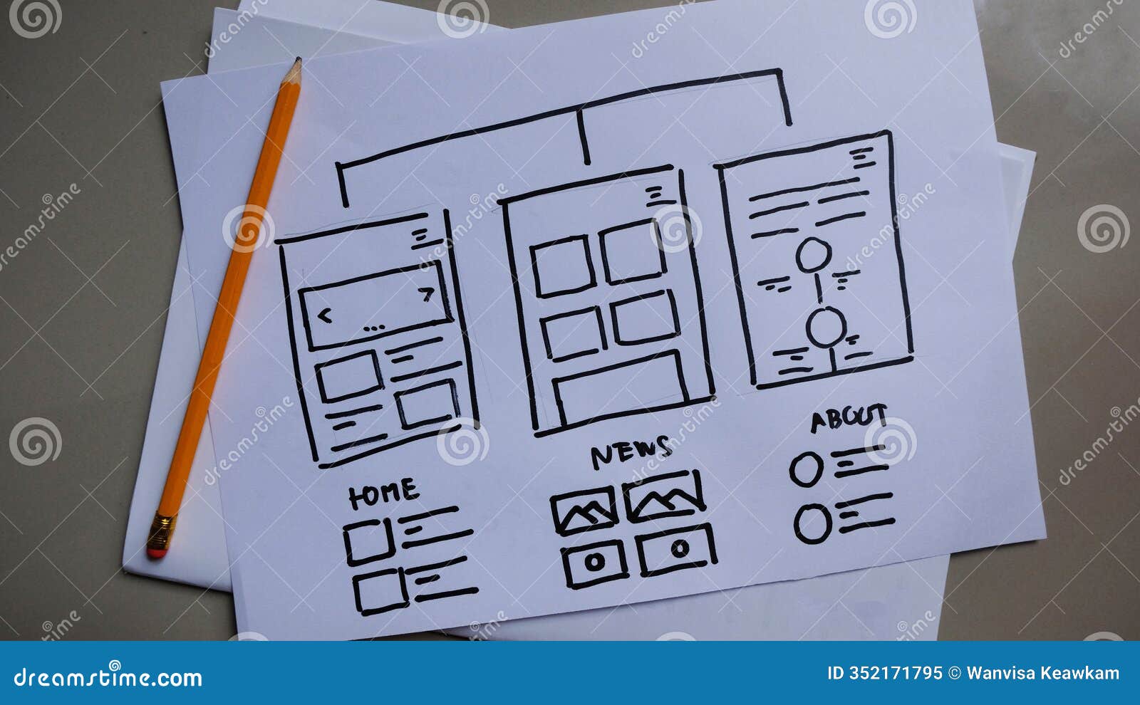 Draft Sketch Drawing Template Layout Framework Wireframe. User ...