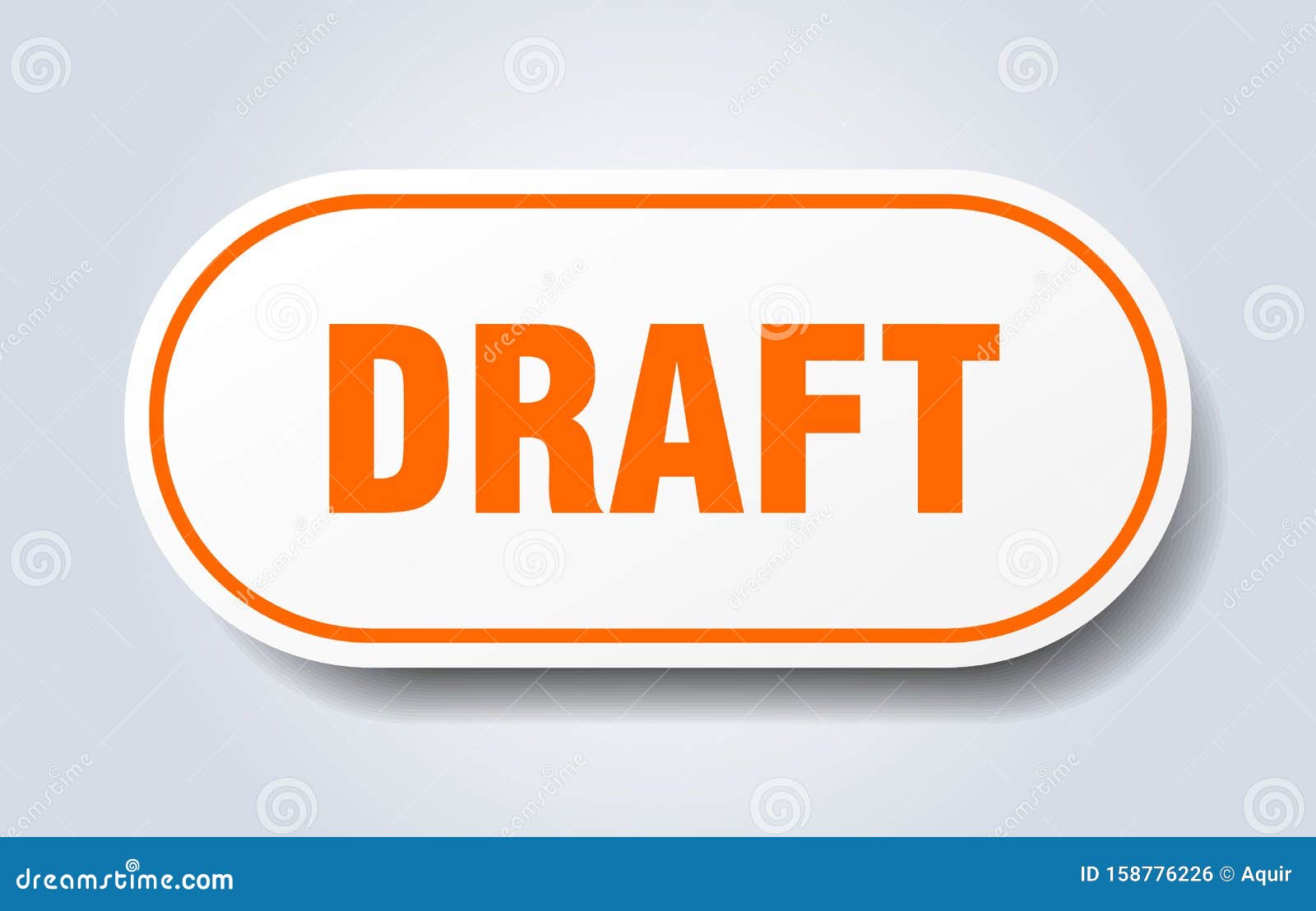 Draft sticker. stock vector. Illustration of white, orange - 158776226