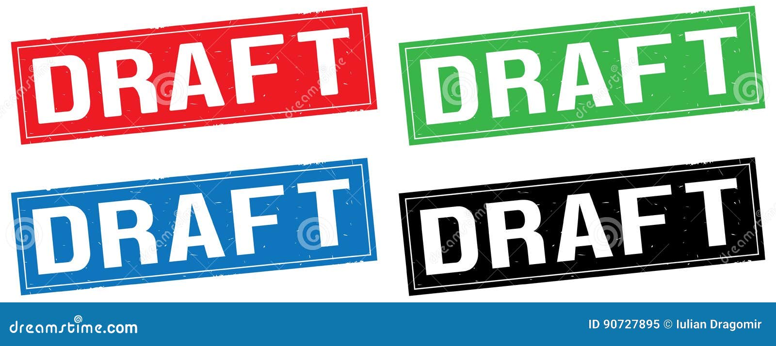 DRAFT Text, on Rectangle Stamp Sign. Stock Illustration - Illustration ...