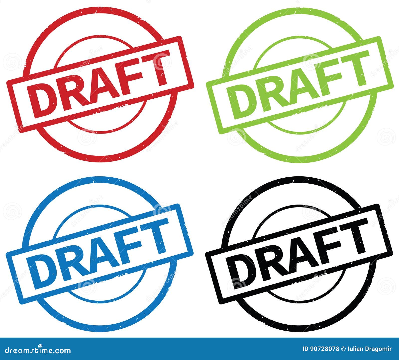 DRAFT Text, on Round Simple Stamp Sign. Stock Illustration ...