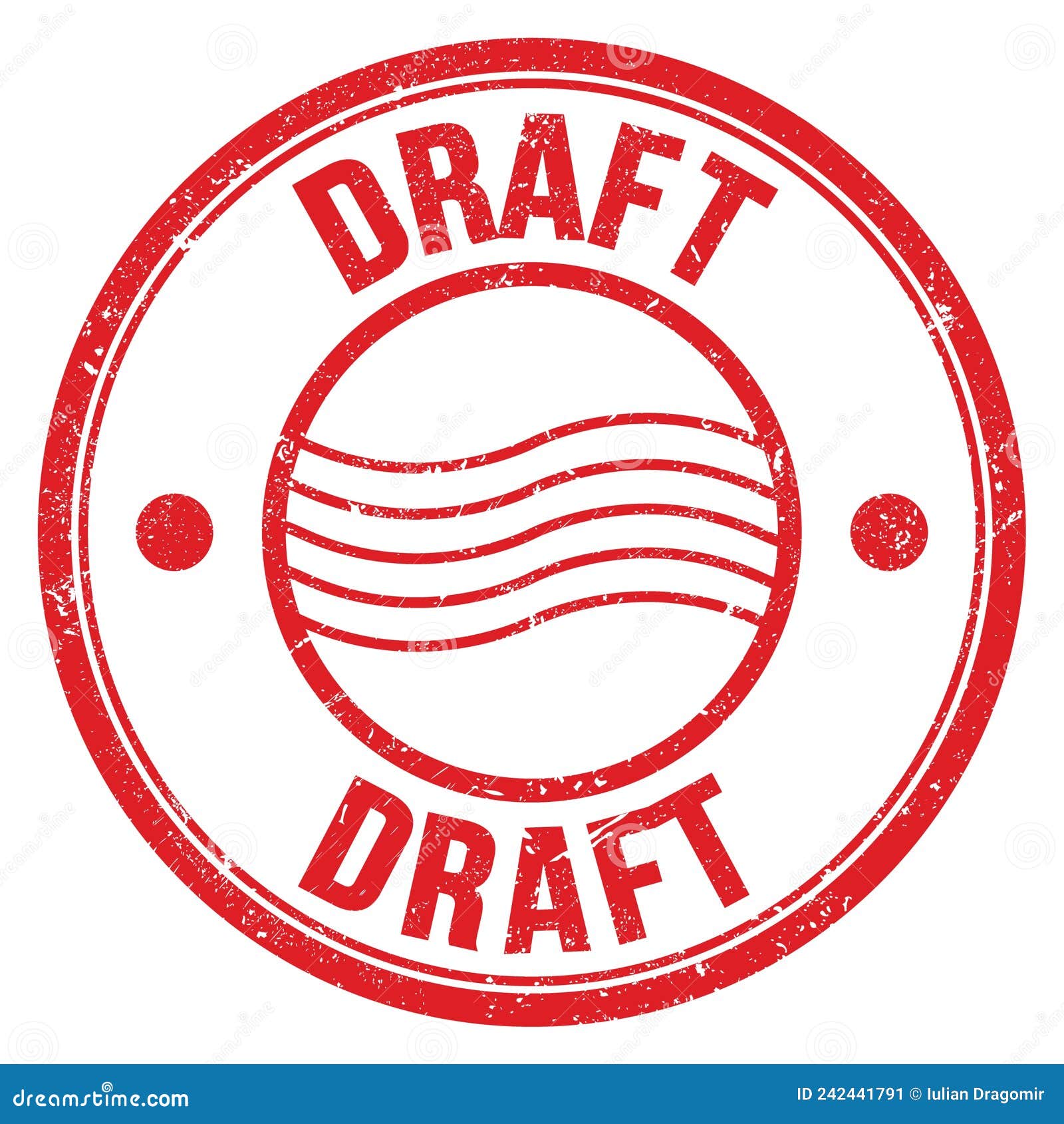 DRAFT Text Written on Red Round Postal Stamp Sign Stock Illustration ...
