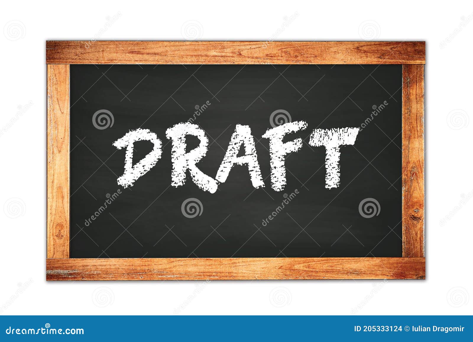 DRAFT Text Written on Wooden Frame School Blackboard Stock Illustration ...