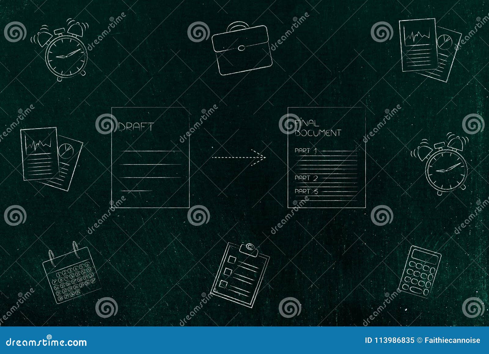 From Draft To Final Document with Arrow Surrounded by Office Obj Stock ...