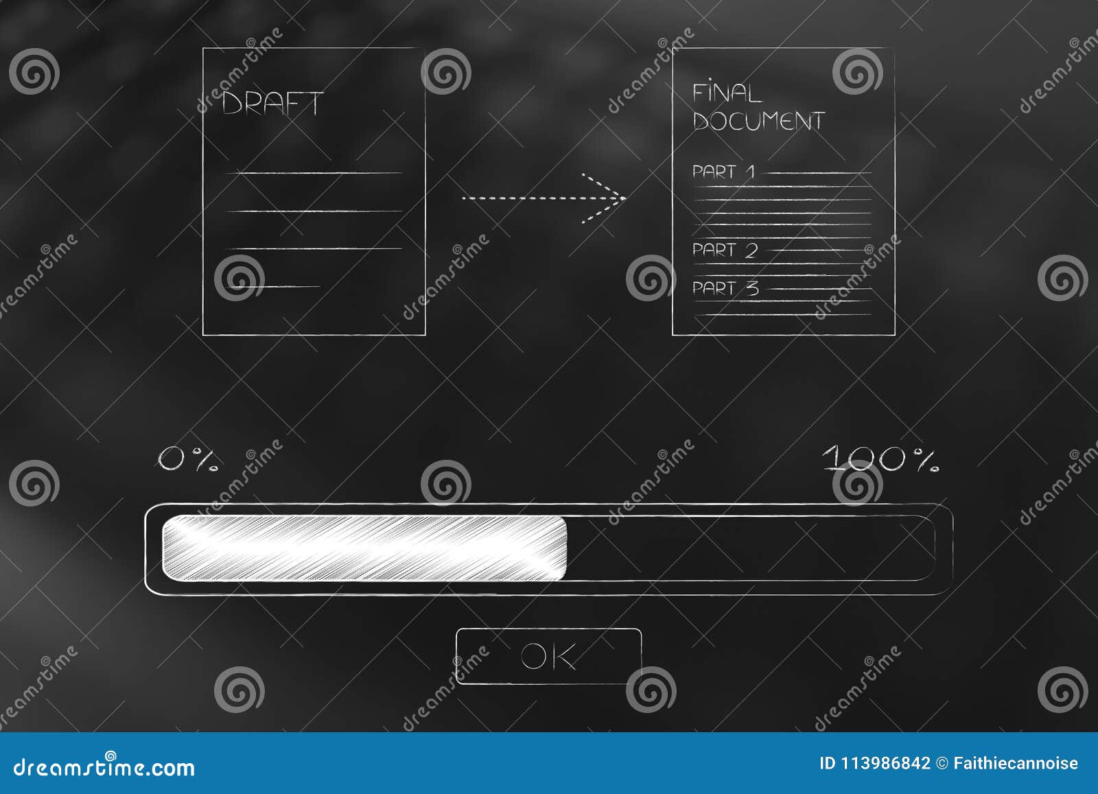 From Draft To Final Documents with Arrow and Progress Bar Loading Below ...
