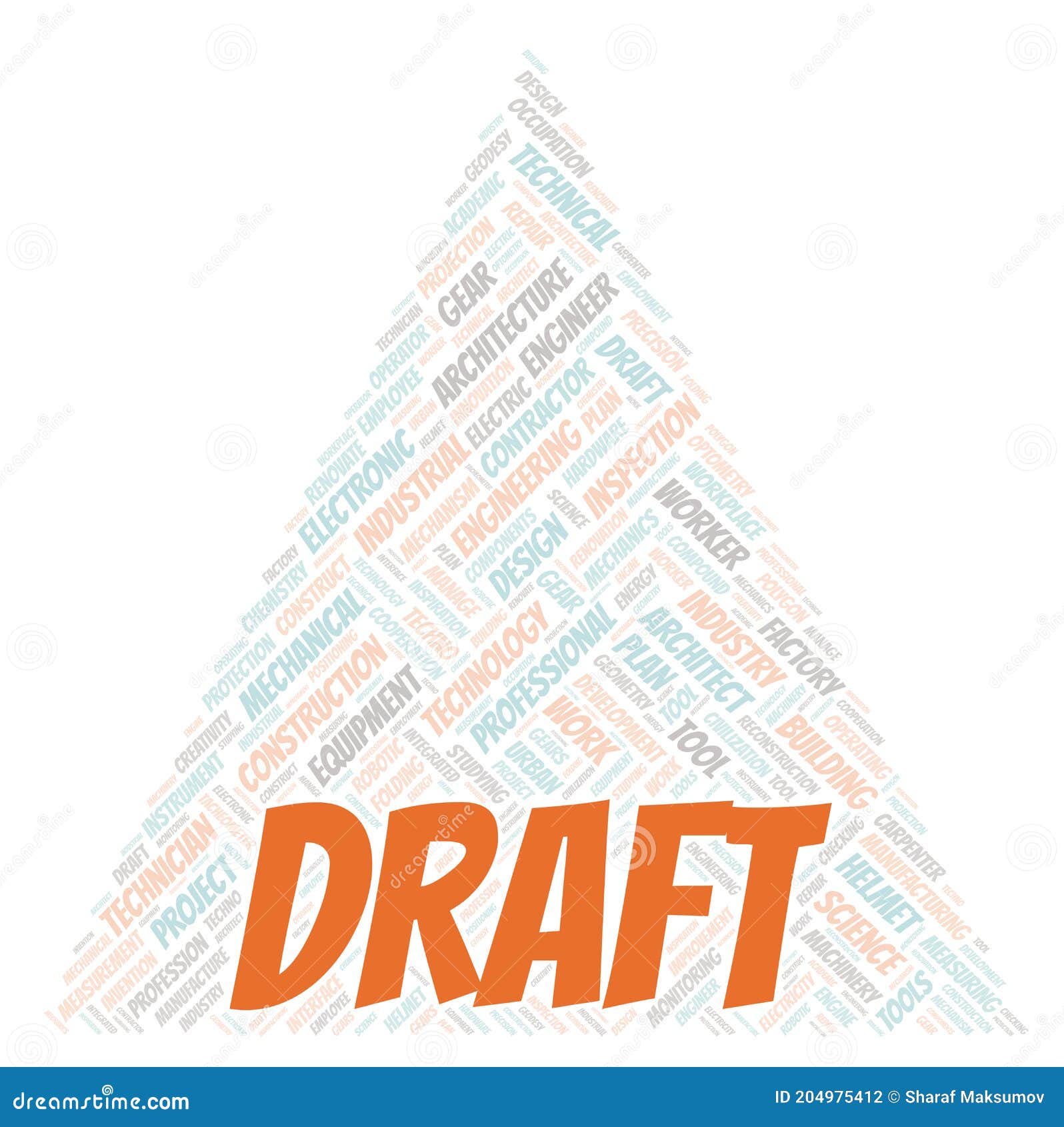 Draft Typography Word Cloud Create with the Text only Stock ...