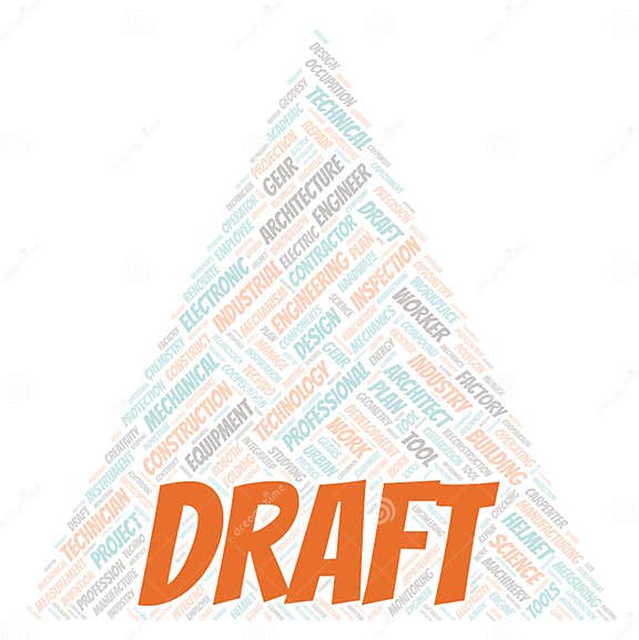 Draft Typography Word Cloud Create with the Text only Stock ...