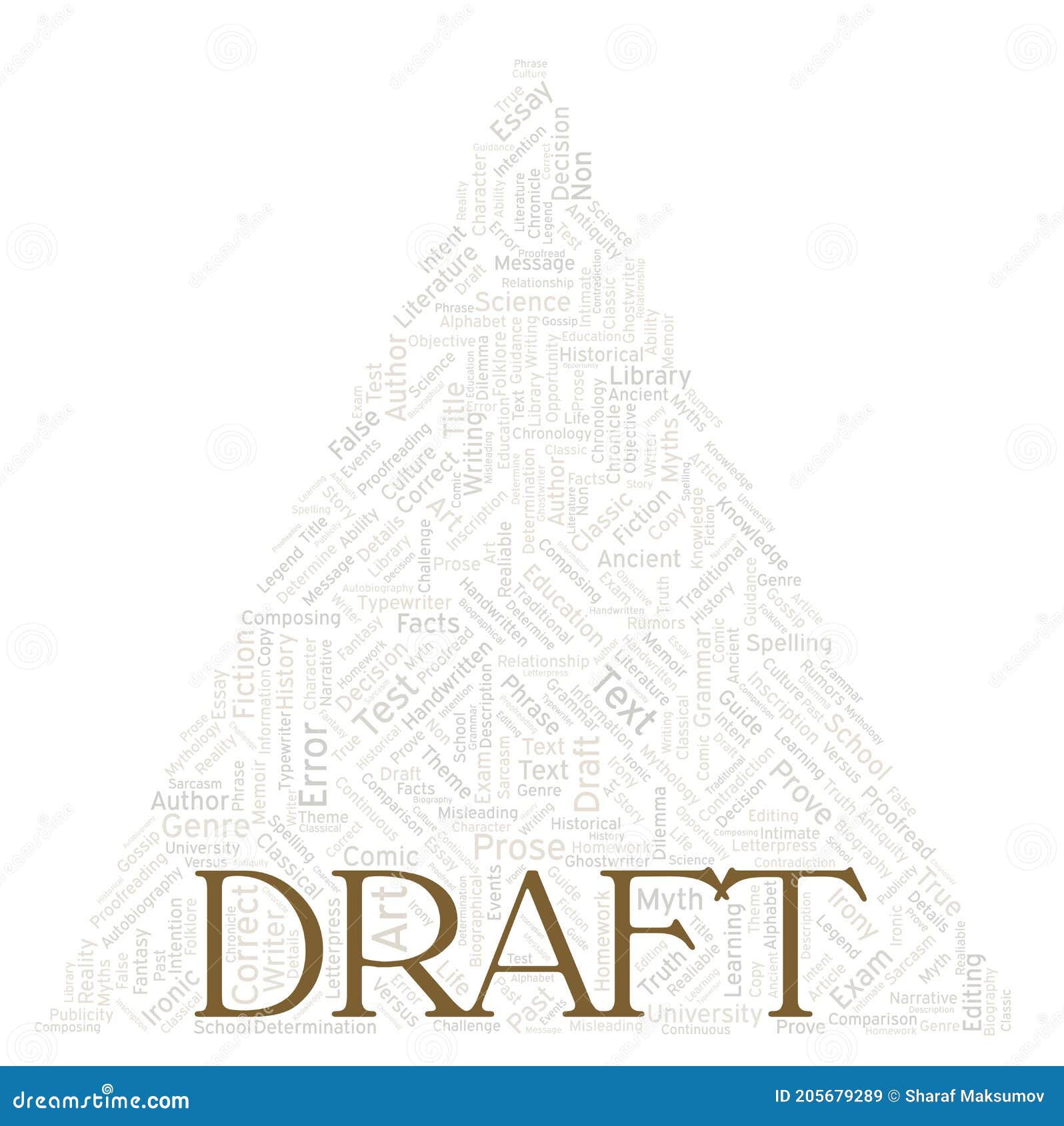 Draft Typography Word Cloud Create with the Text only Stock ...