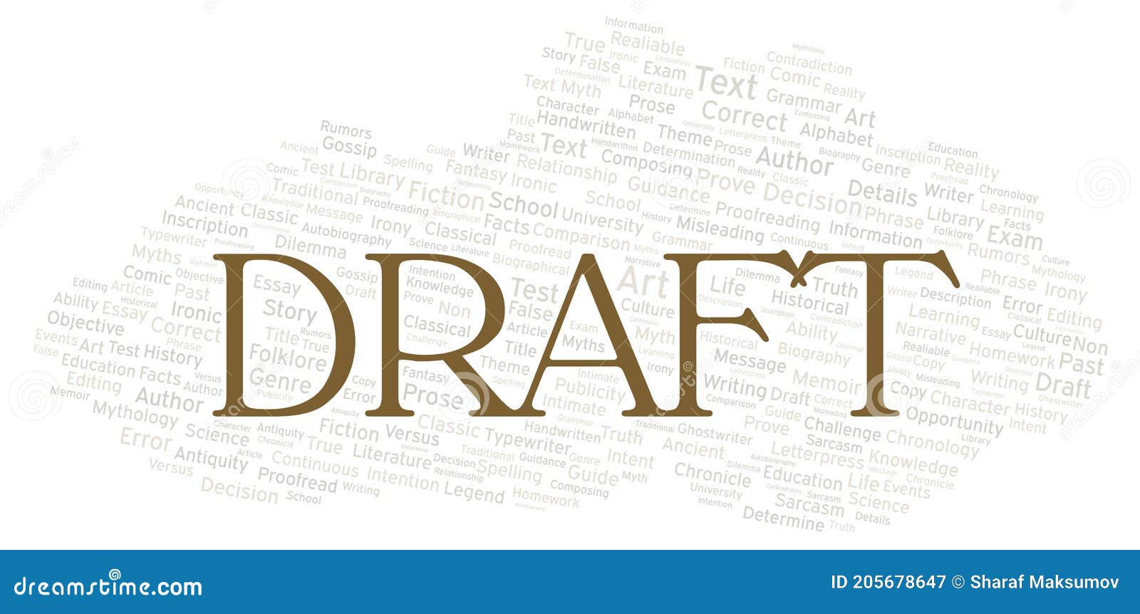 Draft Typography Word Cloud Create with the Text only Stock ...