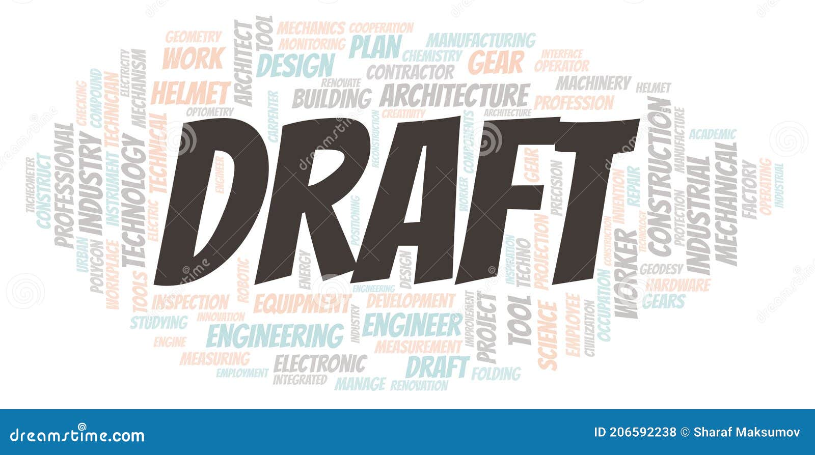 Draft Typography Word Cloud Create with the Text only Stock ...