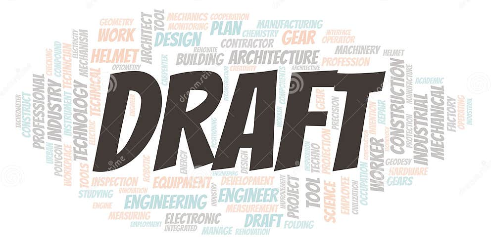 Draft Typography Word Cloud Create with the Text only Stock ...