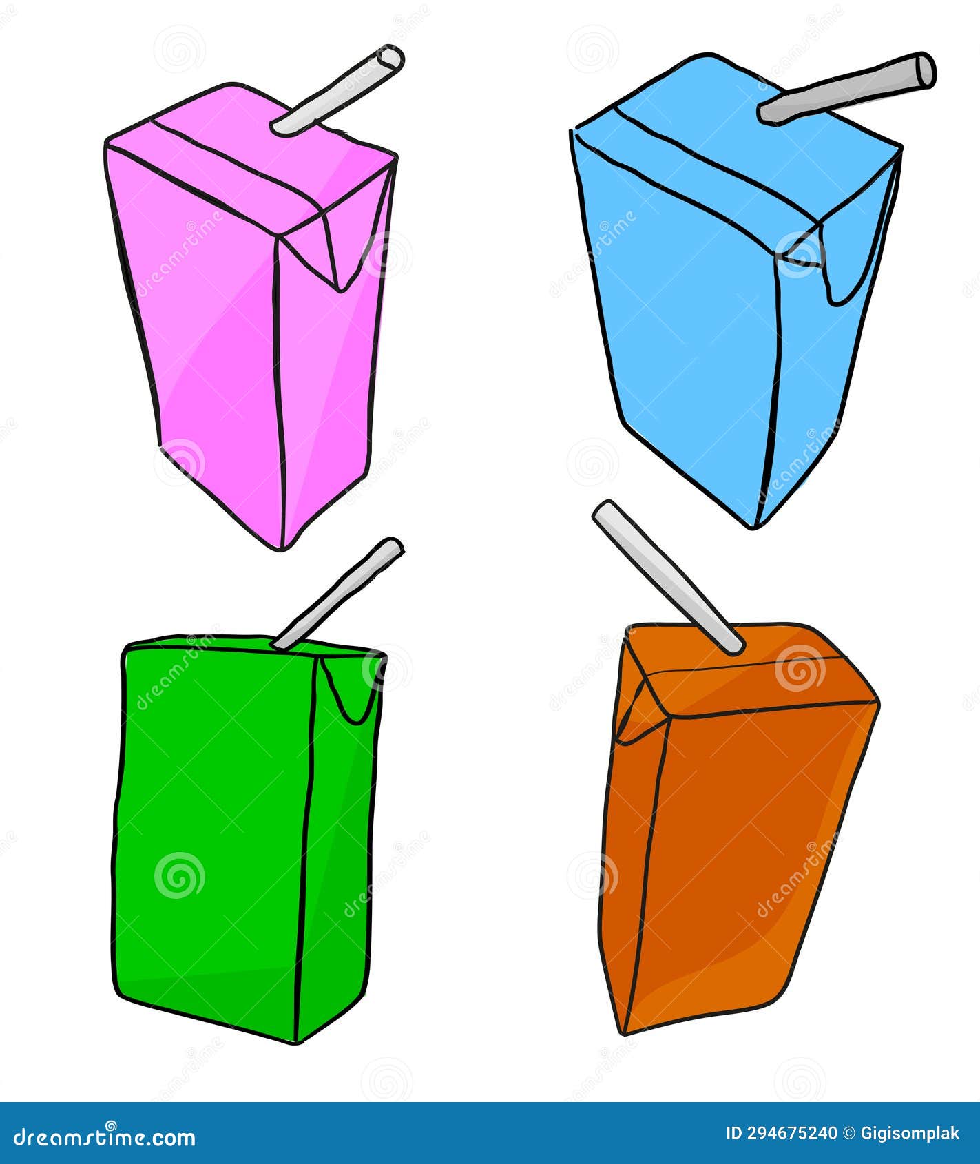 Simple Uht Softdrink, Vector Hand Draw Sketch, Set 4 Stock Vector ...