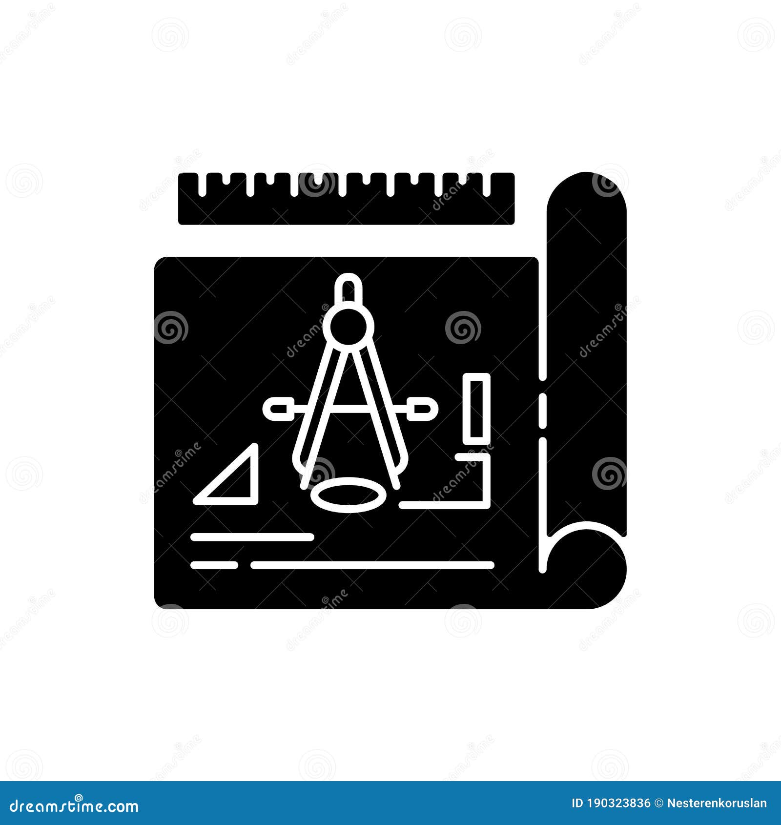 Drafting black glyph icon stock vector. Illustration of glyph - 190323836