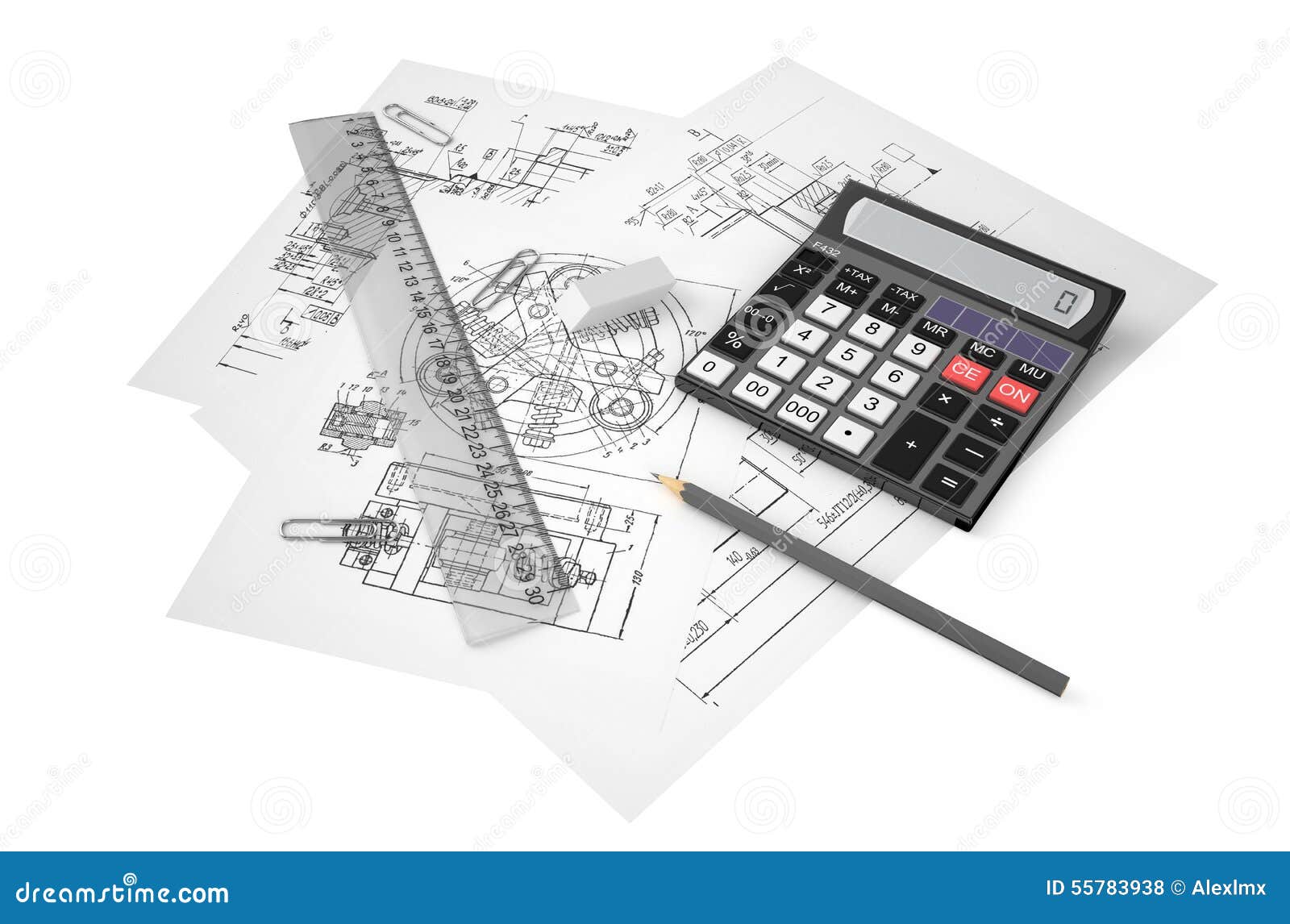 Drafting Calculation and Construction Concept Stock Illustration ...