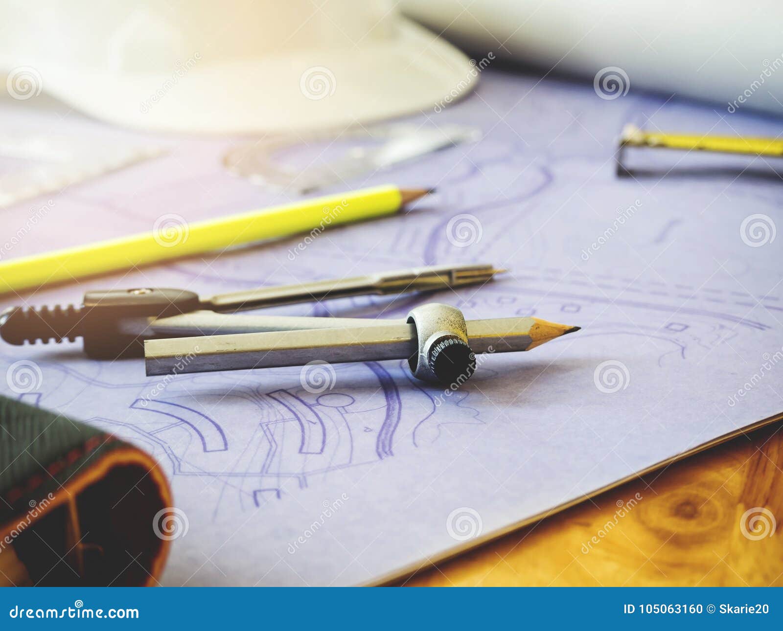 Drafting Compass and Rulers on Blueprints Stock Photo - Image of ...