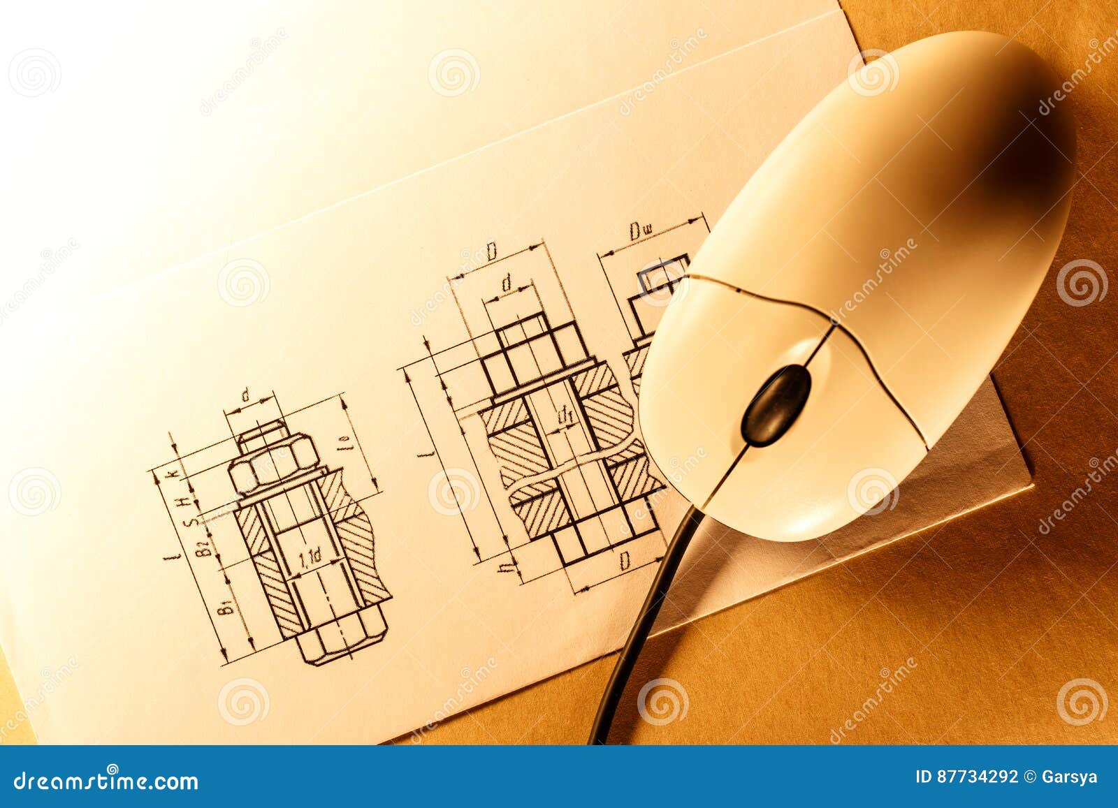 Drafting and Computer Mouse in Toning Stock Photo - Image of structure ...