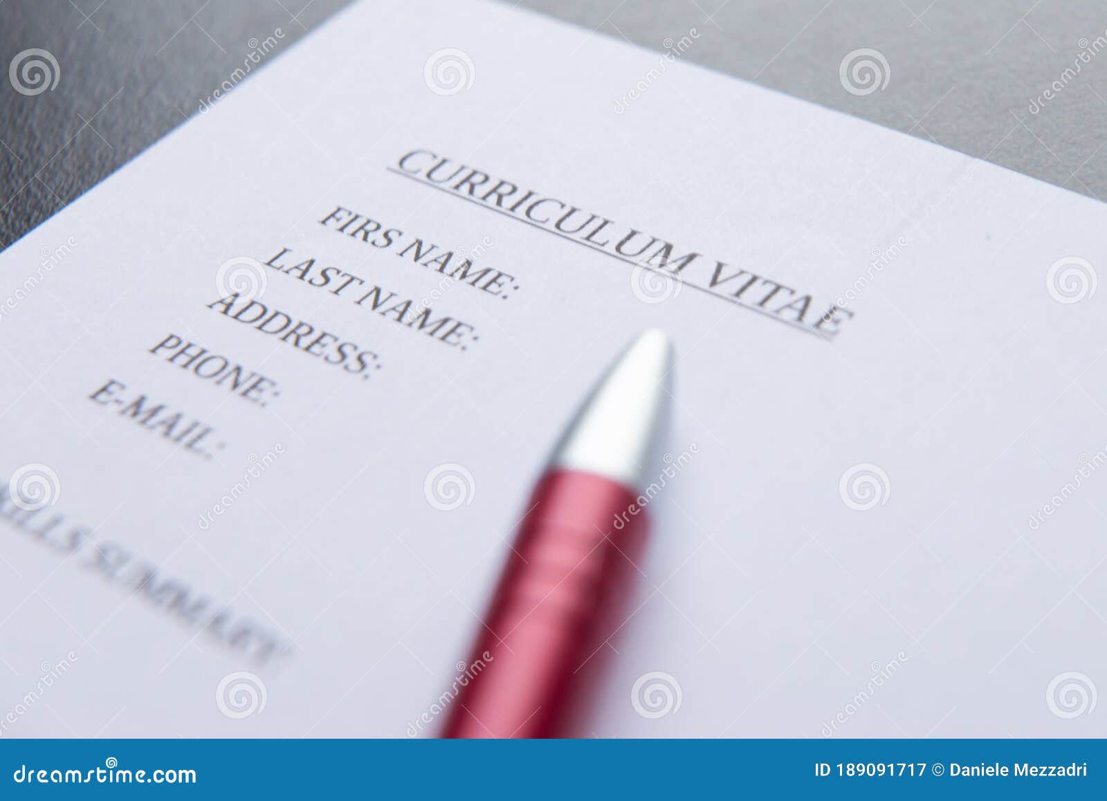 Writing a curriculum vitae stock image. Image of compilation - 189091717