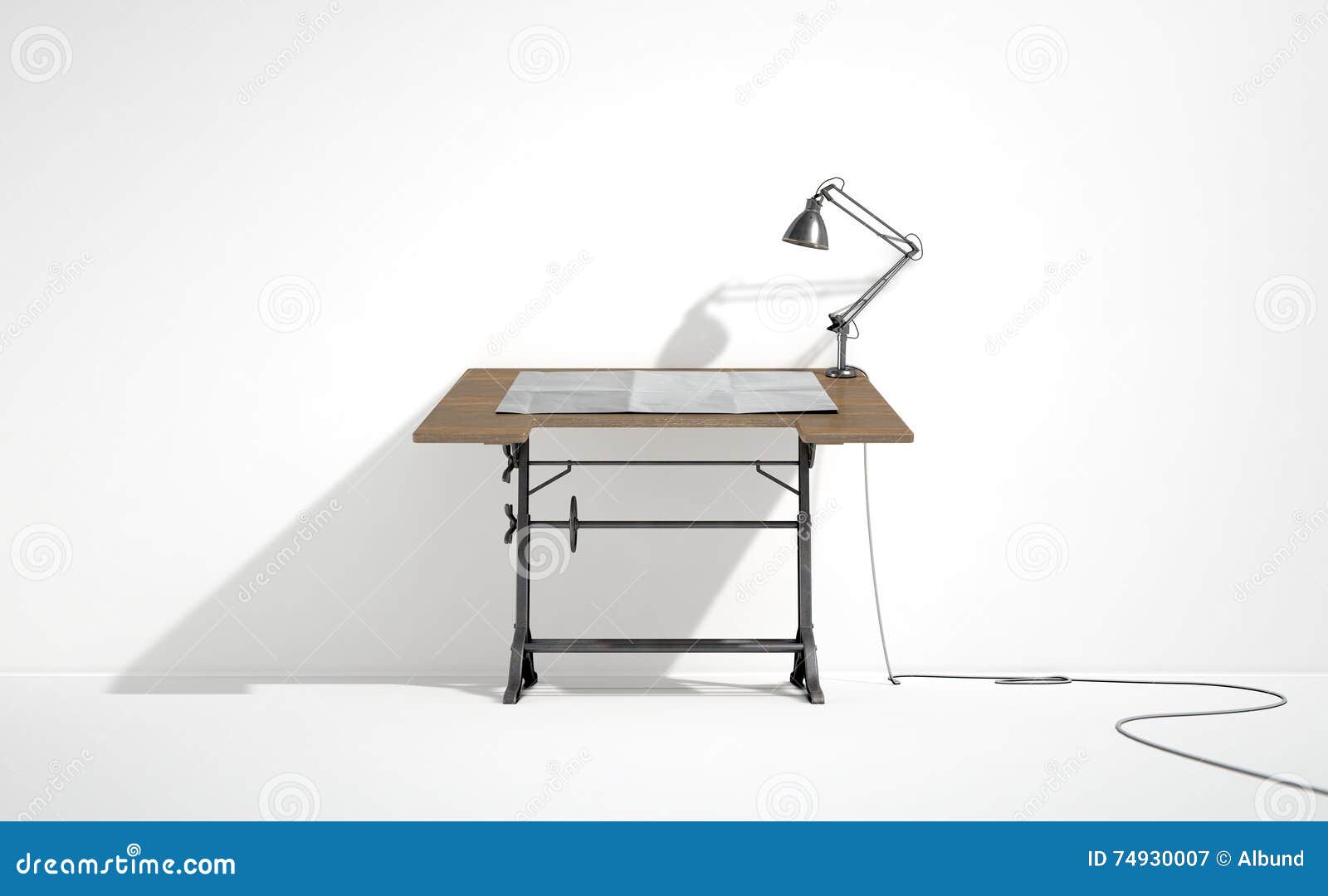 Drafting Desk Lamp and Paper Stock Illustration - Illustration of ...