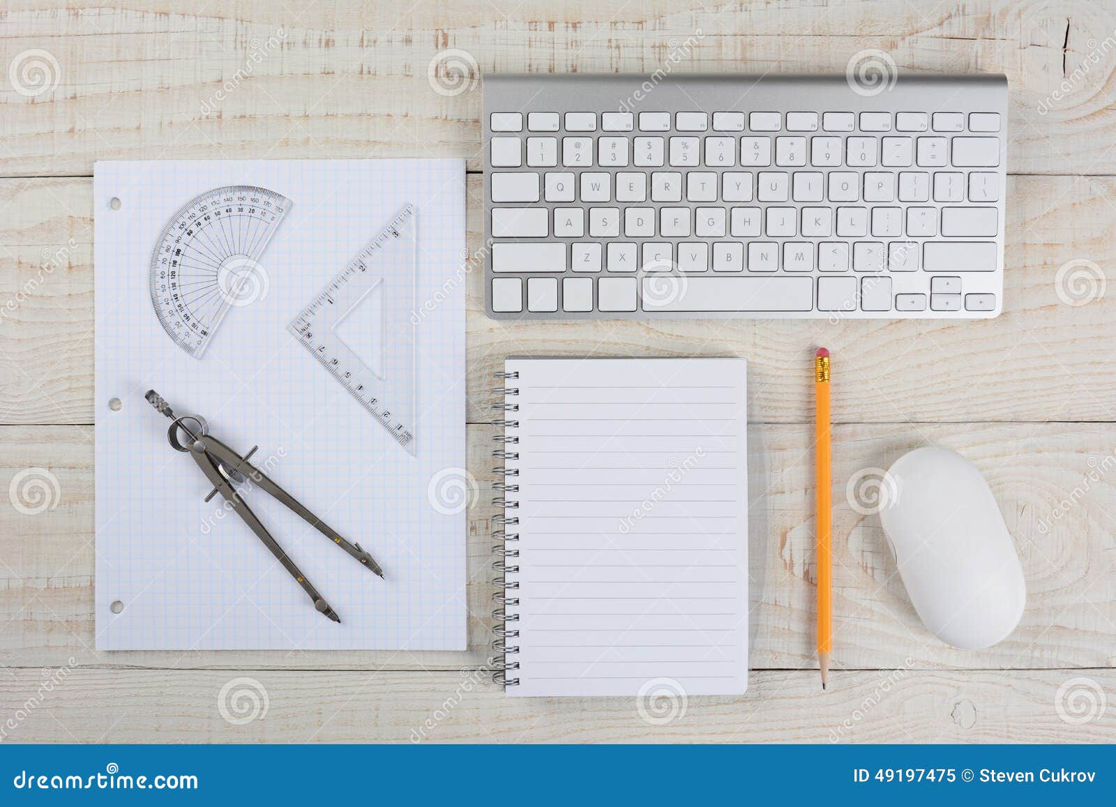 Drafting Equipment on White Desk Stock Image - Image of equipment ...