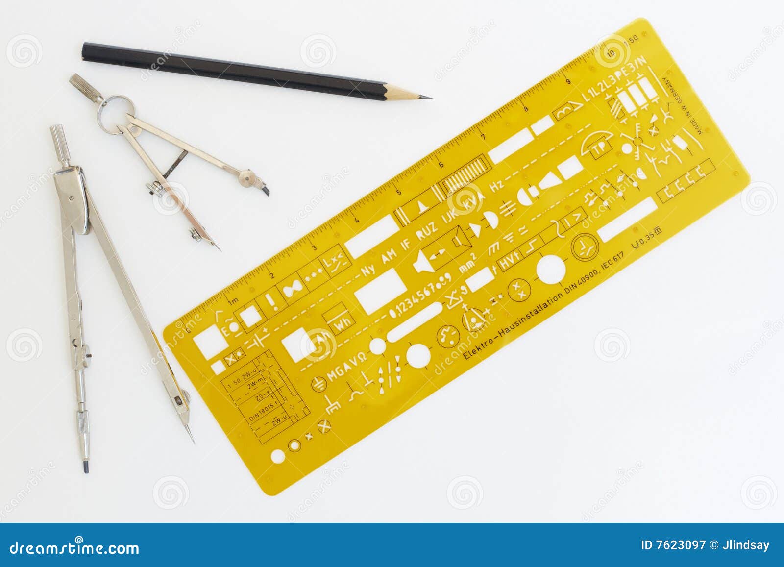Drafting Instruments and Electrical Stencil Stock Image - Image of ...