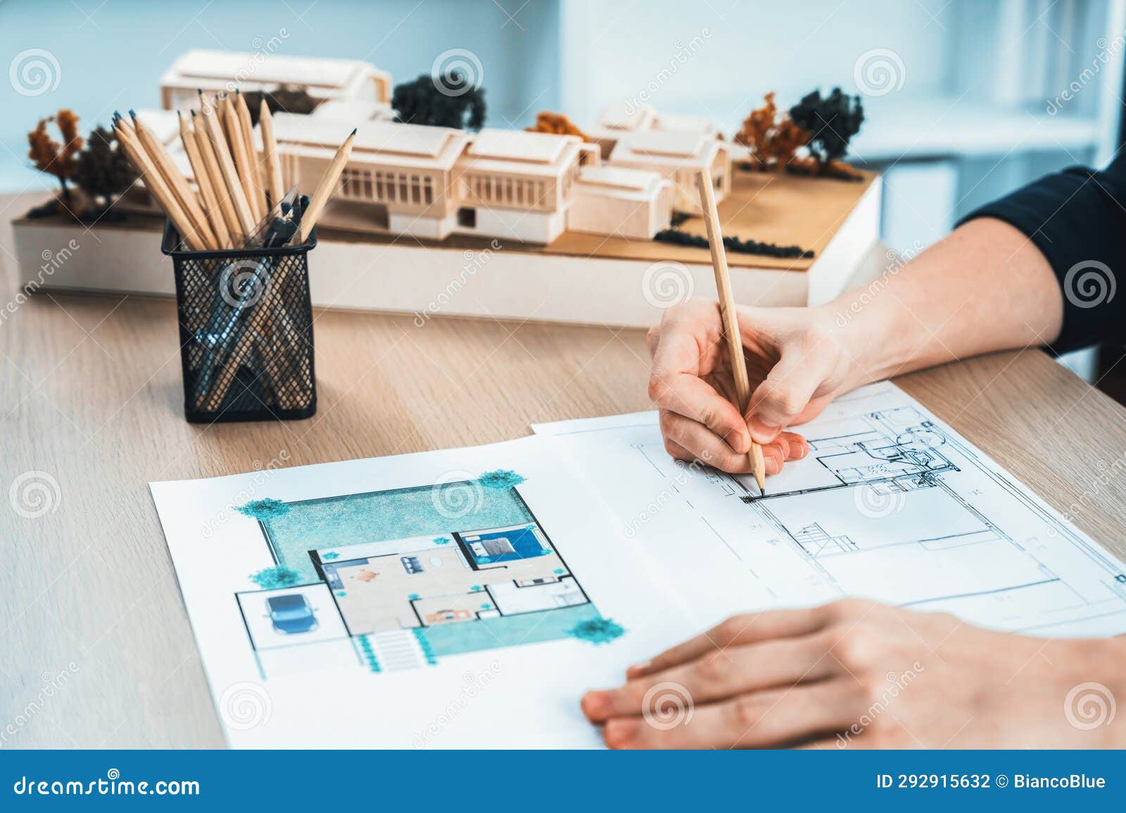 Drafting Interior House Design by Architect Designer. Iteration Stock ...