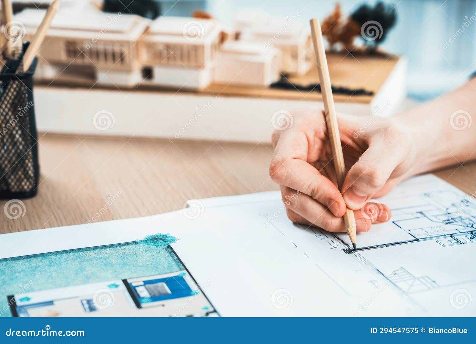 Drafting Interior House Design by Architect Designer. Iteration Stock ...