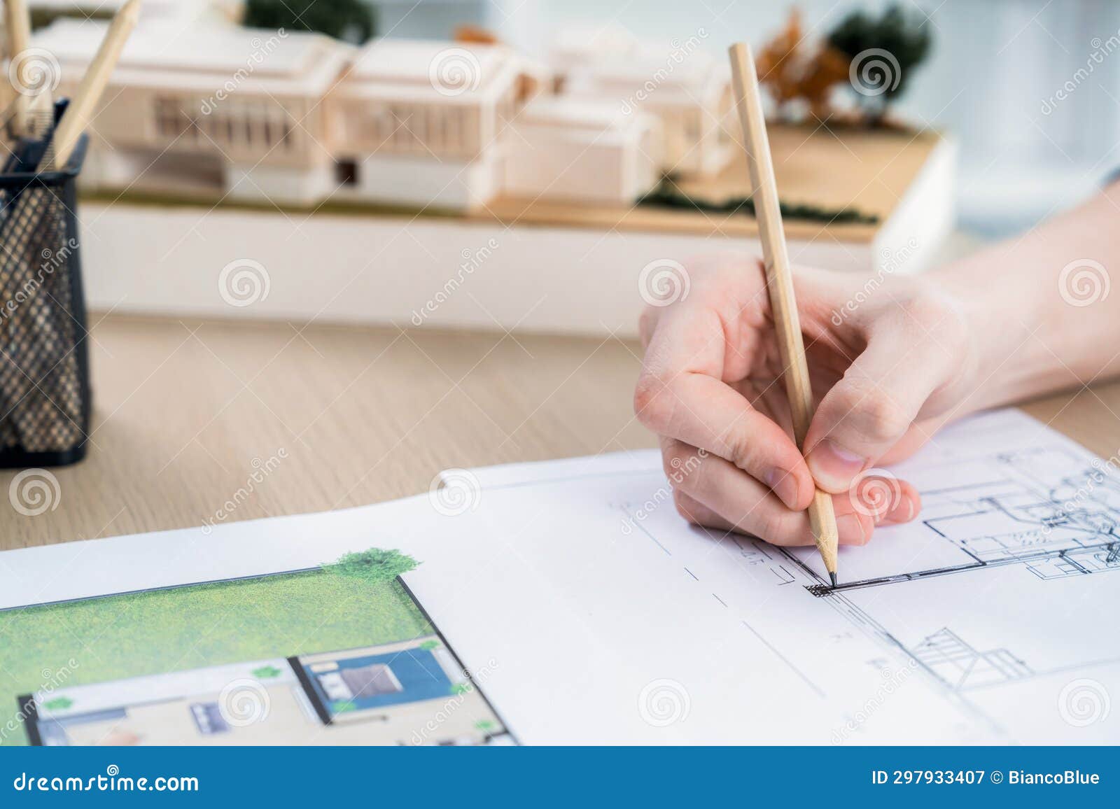 Drafting Interior House Design by Architect Designer. Iteration Stock ...