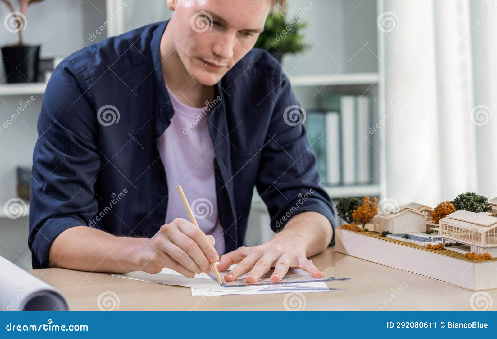 Drafting Interior House Design by Architect Designer. Iteration Stock ...