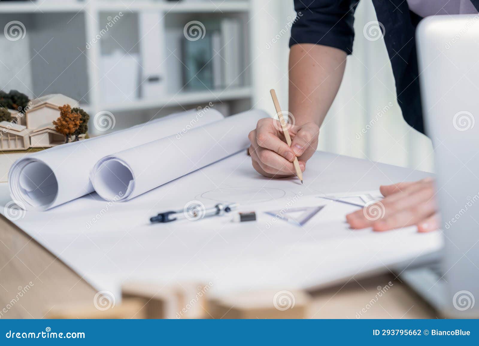 Drafting Interior House Design by Architect Designer. Iteration Stock ...