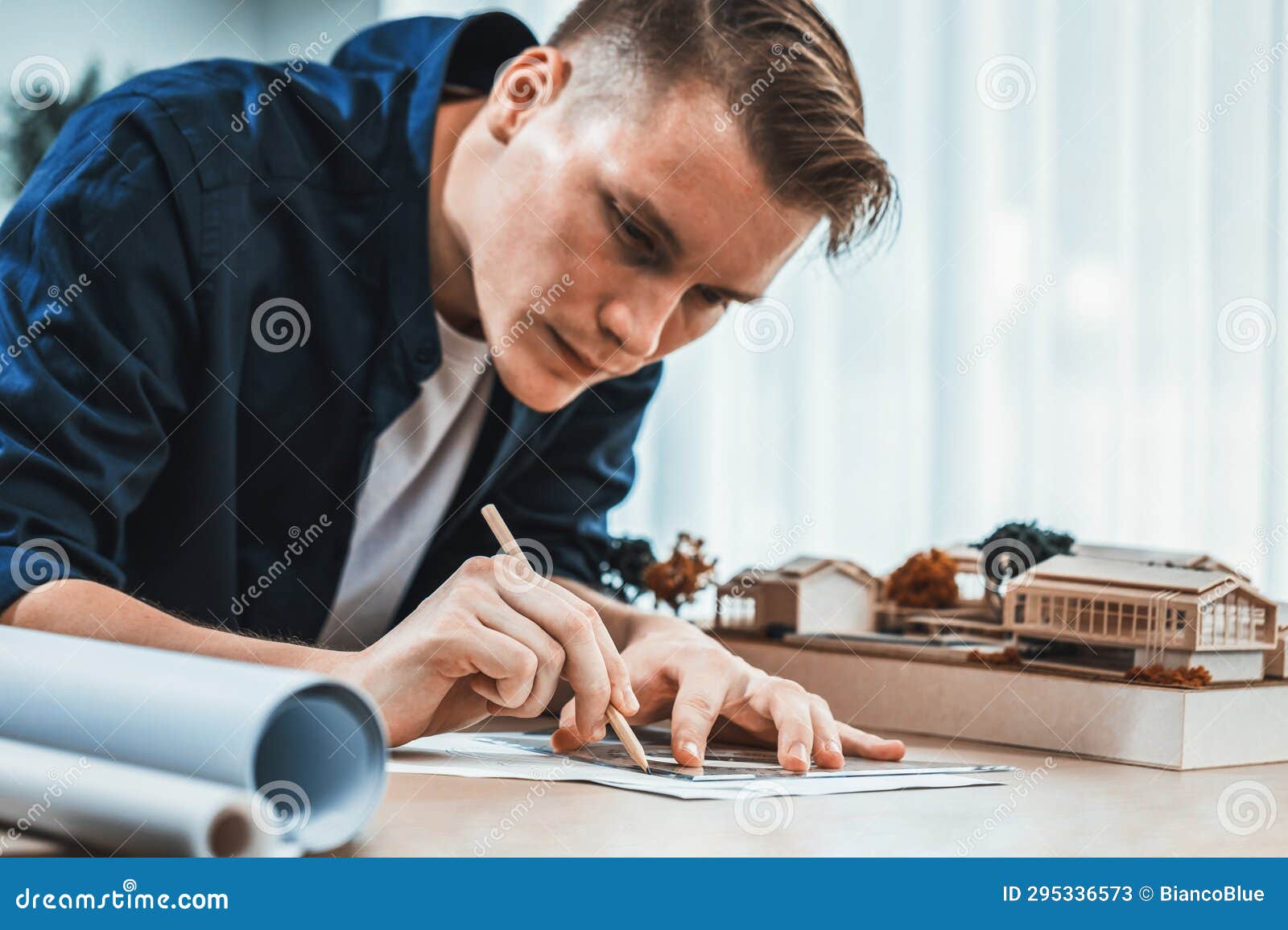 Drafting Interior House Design by Architect Designer. Iteration Stock ...